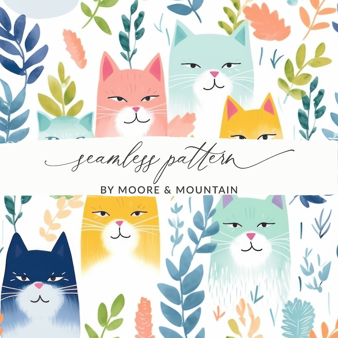 Kitten Background, Seamless Cats Background File, Watercolor Cats ...