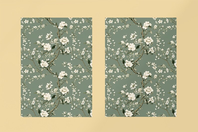 Seamless Sage Green Background, Victorian Floral Seamless Background ...