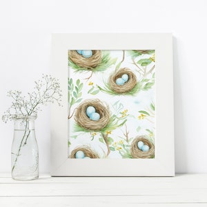 Seamless Nest Pattern, Cute Birds Nest Background Pattern, Seamless ...