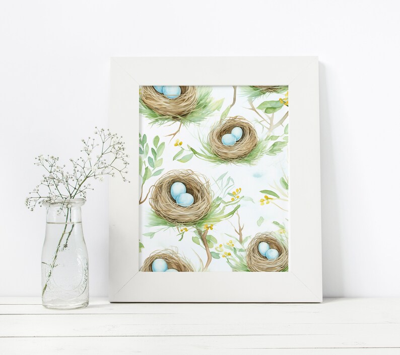 Seamless Nest Pattern, Cute Birds Nest Background Pattern, Seamless ...