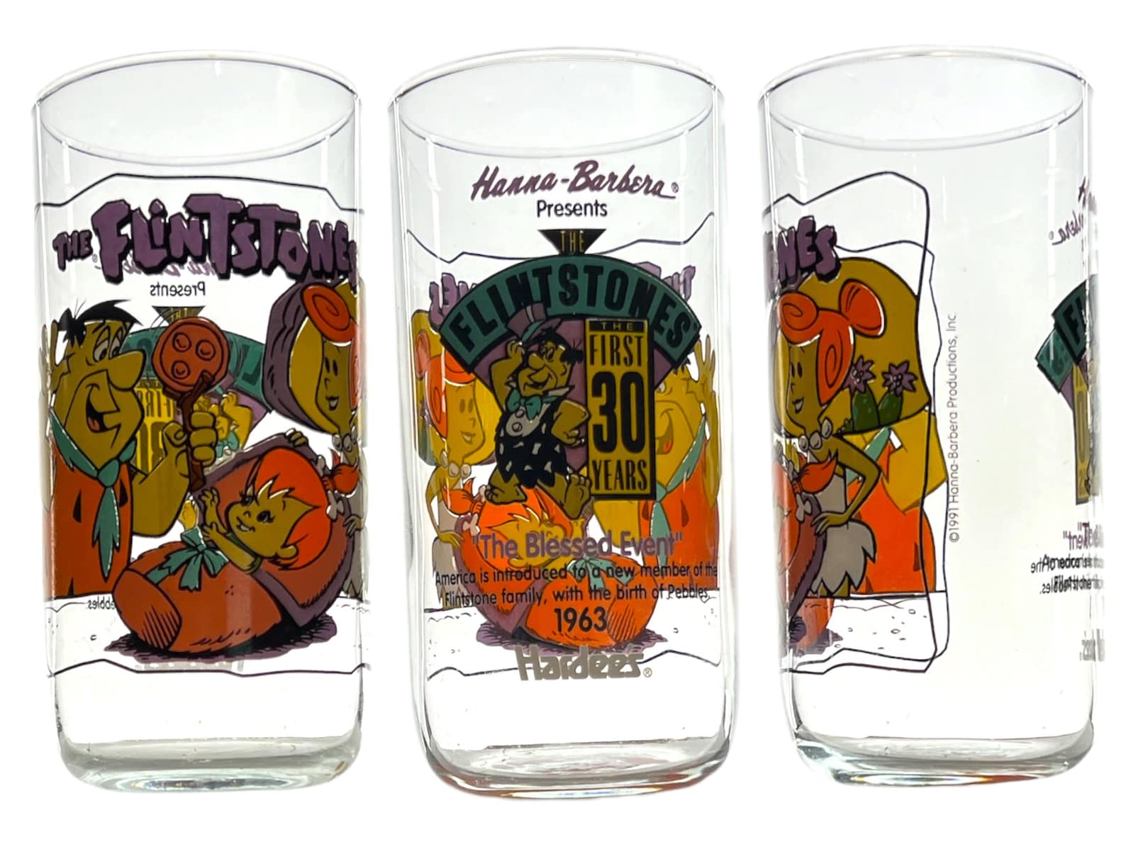 Vintage Hardees Flintstones Collectors Water Tumbler Glass "the First ...