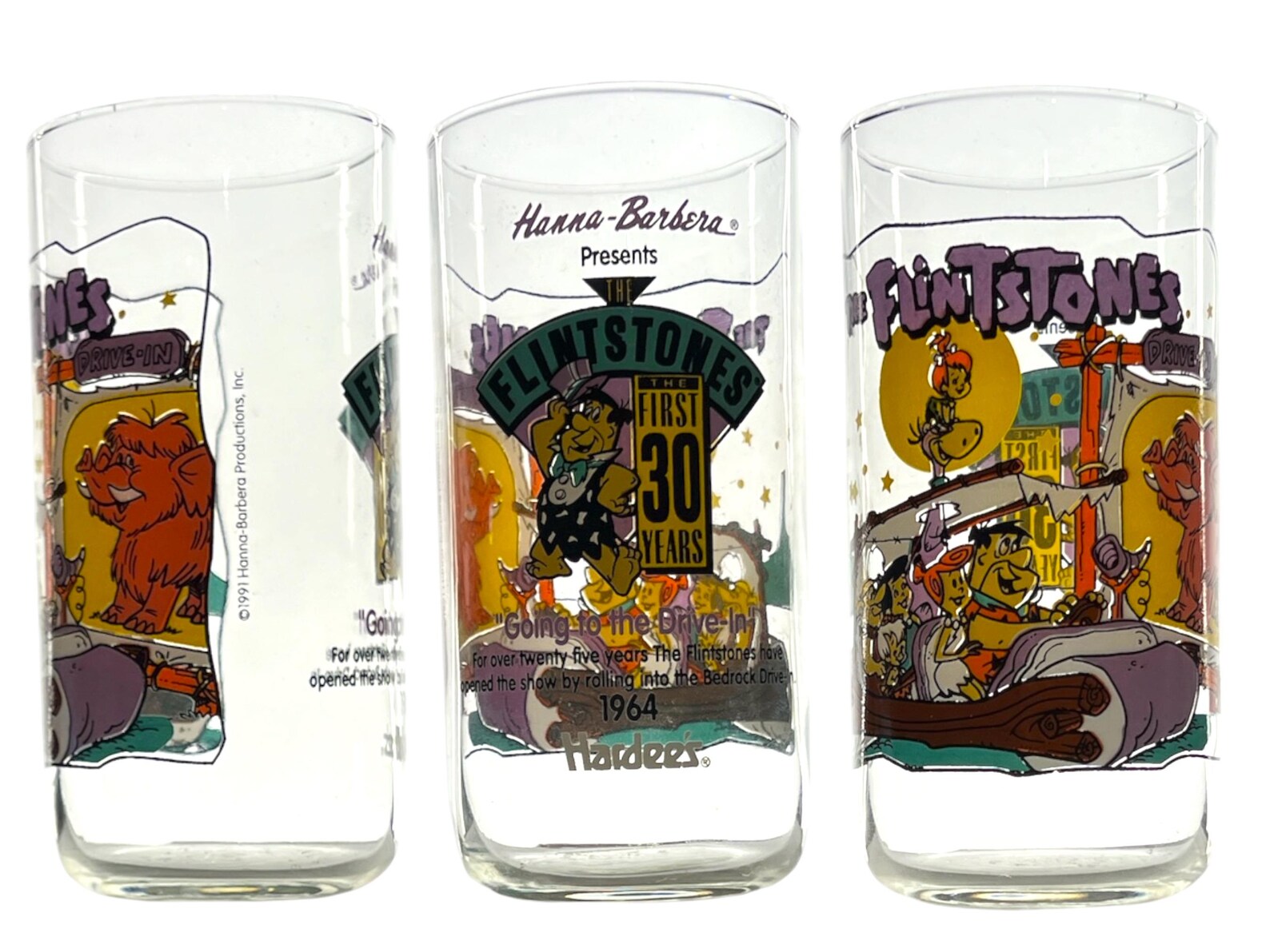 Vintage Hardees Flintstones Collectors Water Tumbler Glass "the First ...