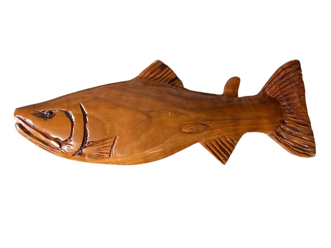Wooden Fish Carving Wall Art 19L - Etsy
