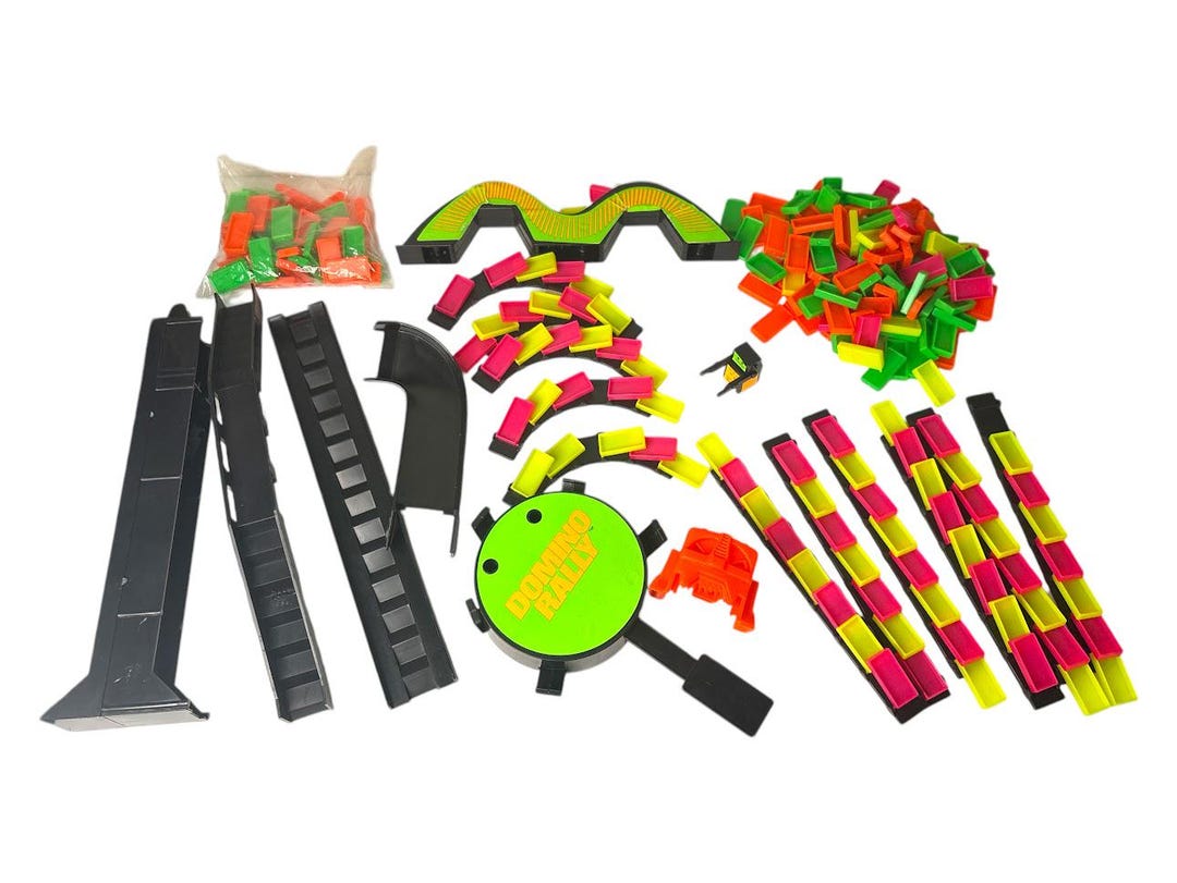 Vintage 1990 Pressman Domino Rally Neon Suer Deluxe Set - Incomplete - Etsy