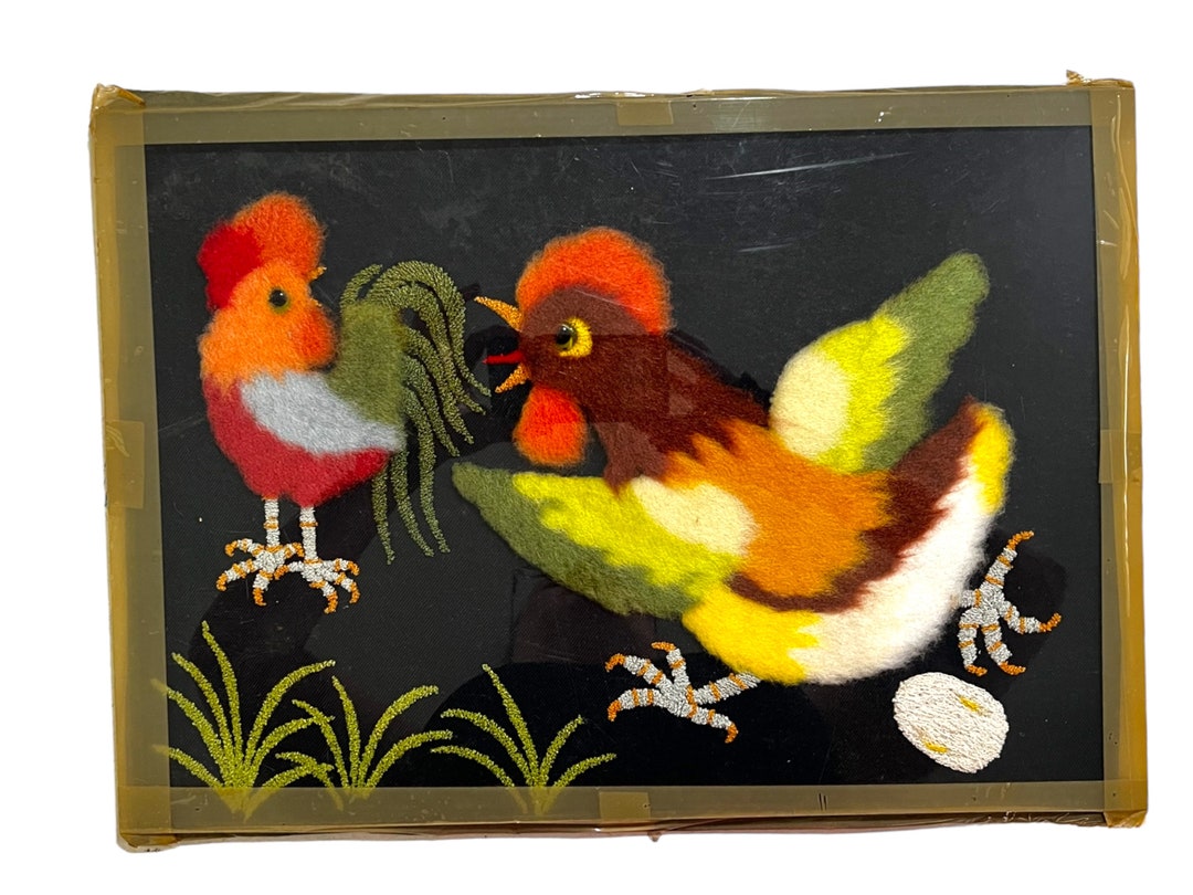 Vintage Bunka Punch Japanese Matsuhato 710 Embroidery Chicken & Rooster ...