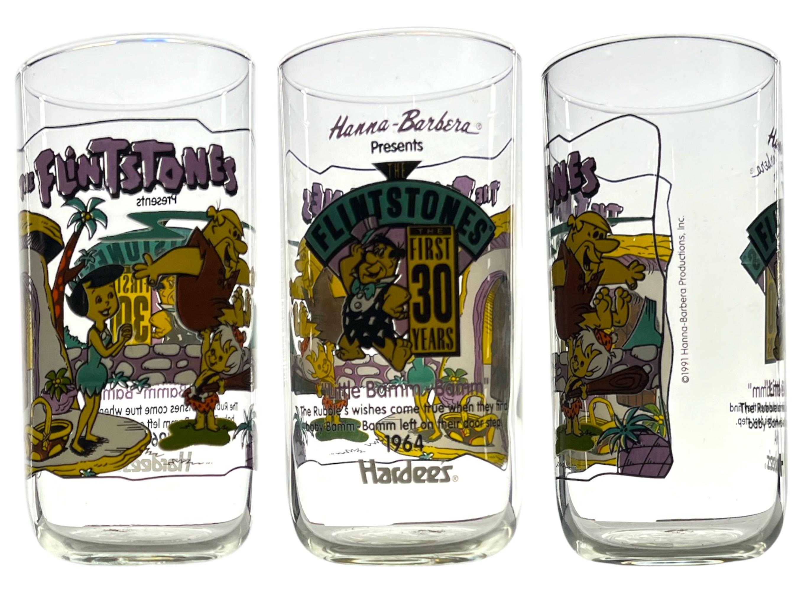 Vintage Hardees Flintstones Collectors Water Tumbler Glass "the First ...