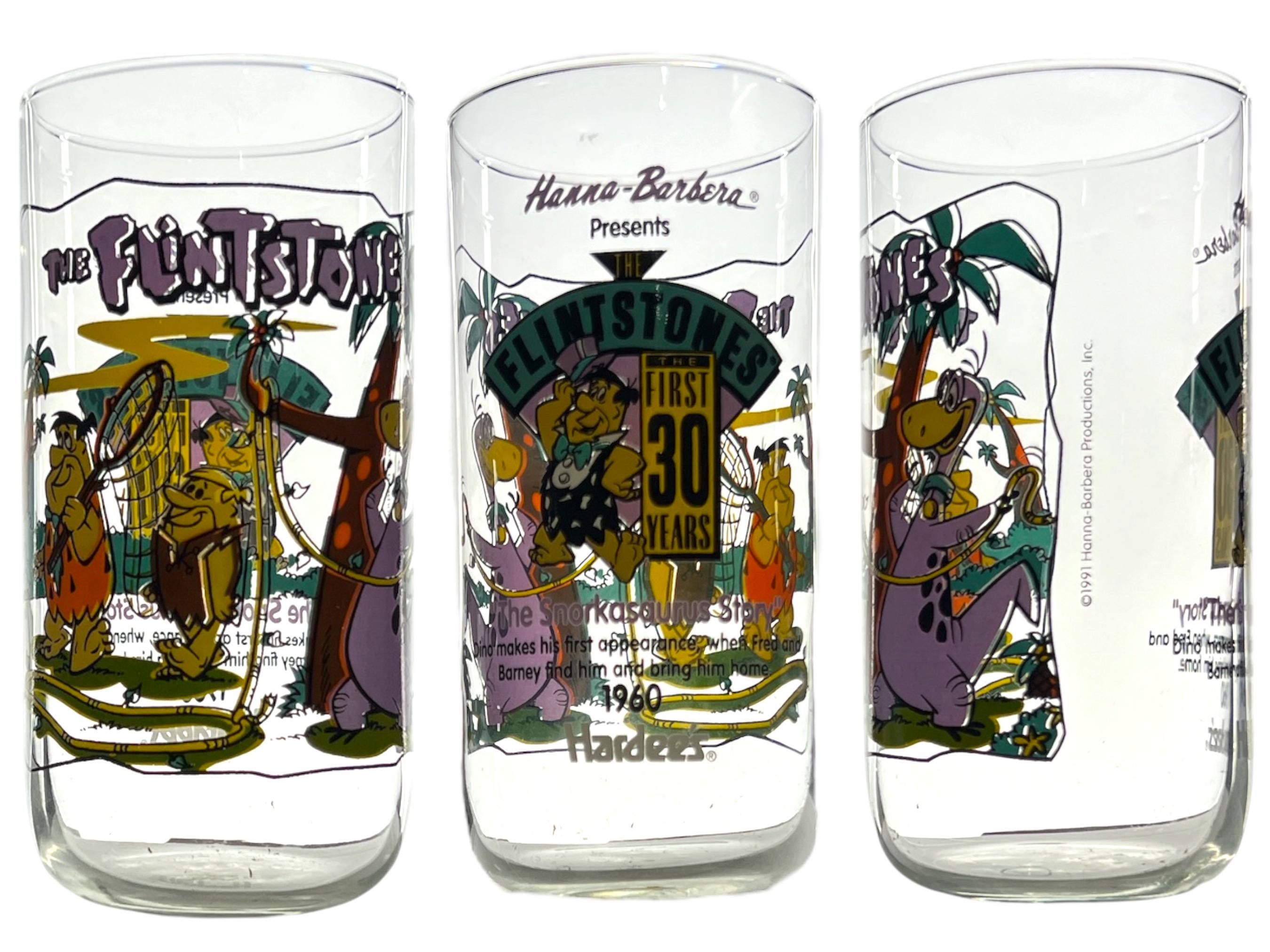 Vintage Hardees Flintstones Collectors Water Tumbler Glass "the First ...