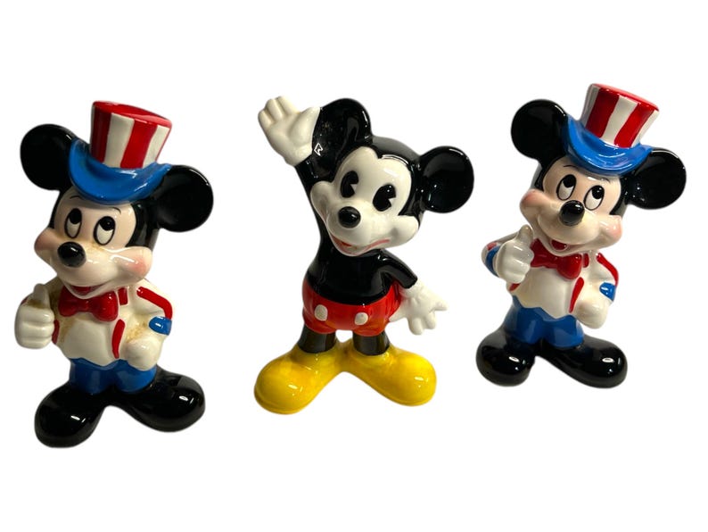 Vintage Mickey Mouse Ceramic Figurines 1980s 4"h - Etsy