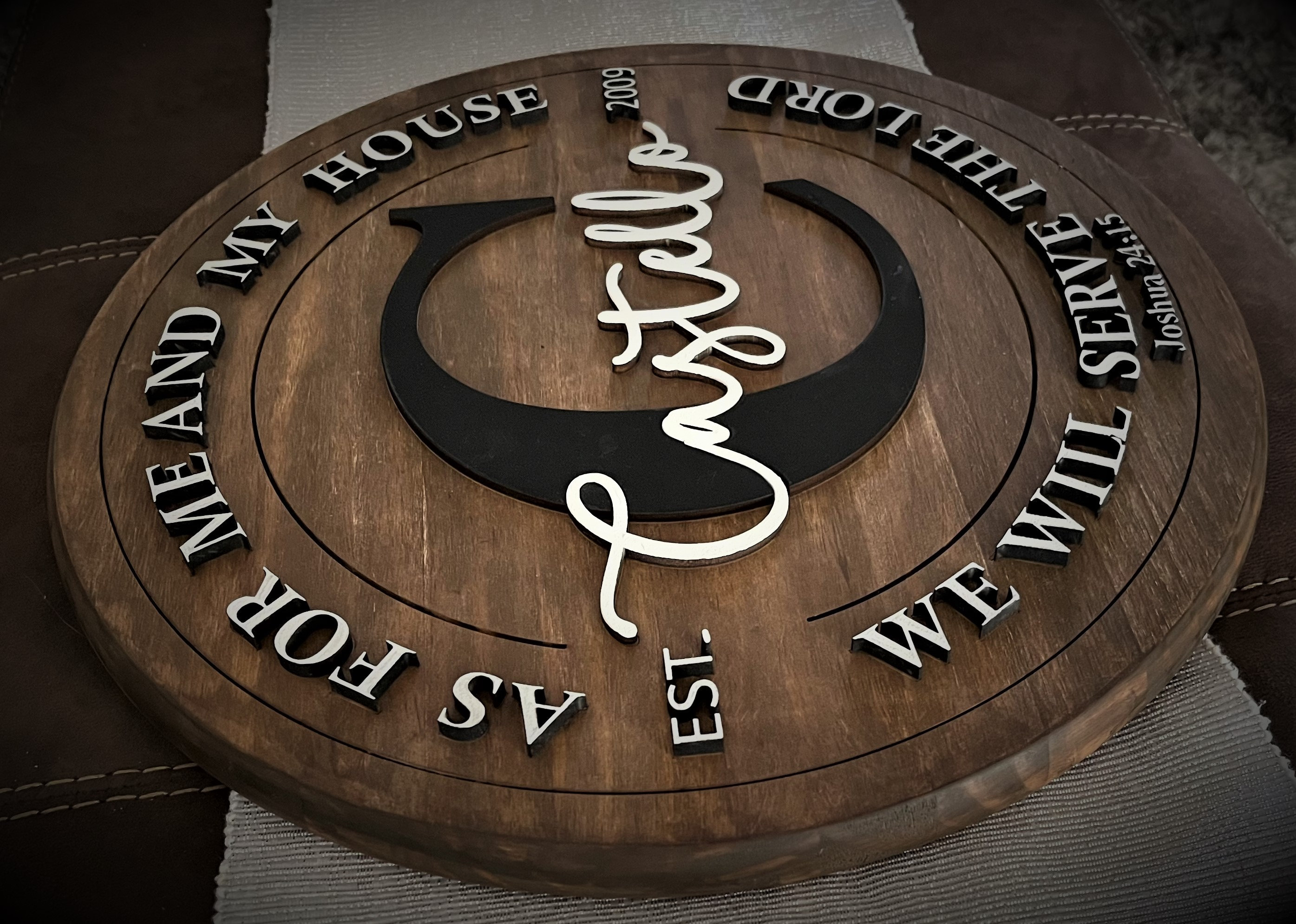 Personal Round Monogram Wood Sign Personal Wedding Gift Last Name ...
