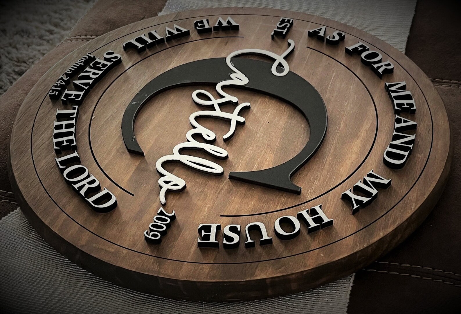 Personal Round Monogram Wood Sign Personal Wedding Gift Last Name ...