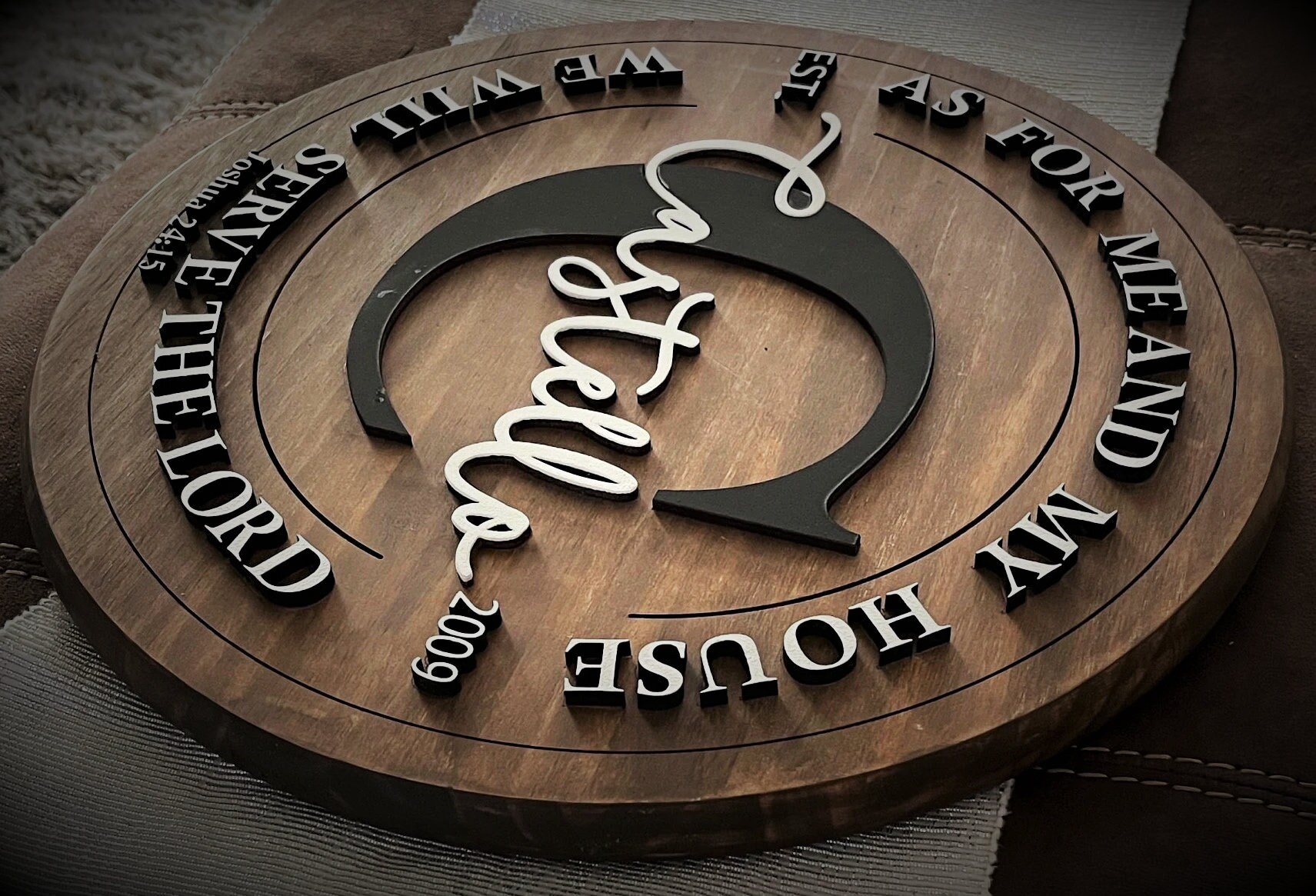 Personal Round Monogram Wood Sign Personal Wedding Gift Last Name ...