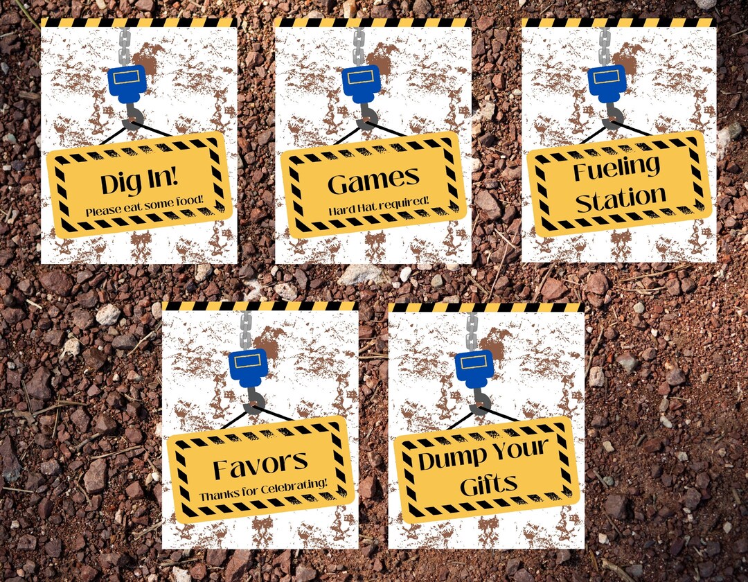 Construction Birthday Printable Event Signs, Digital Download Pdf ...