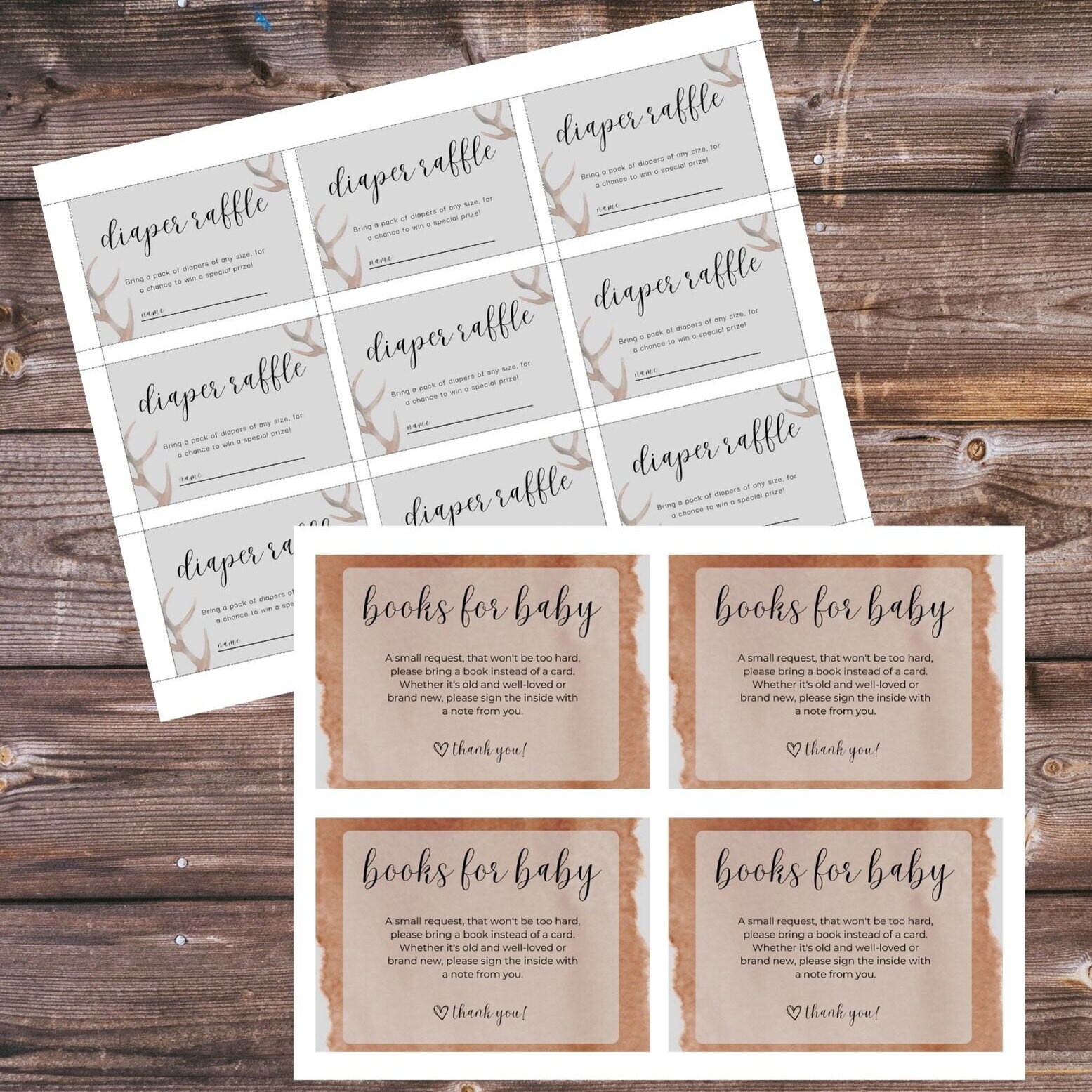 Antler Baby Shower Bundle, Digital Download, Invitation, Books for Baby ...
