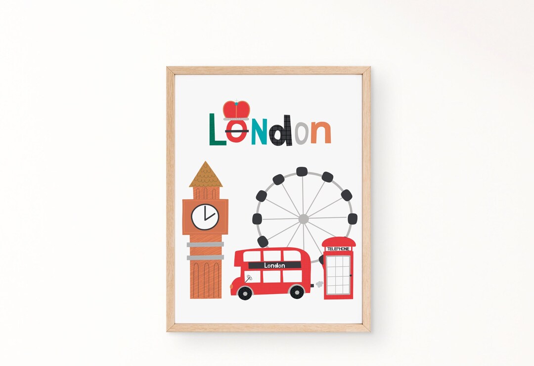 London Nursery Print, London Bus Wall Art Printable Boy Room Decor ...