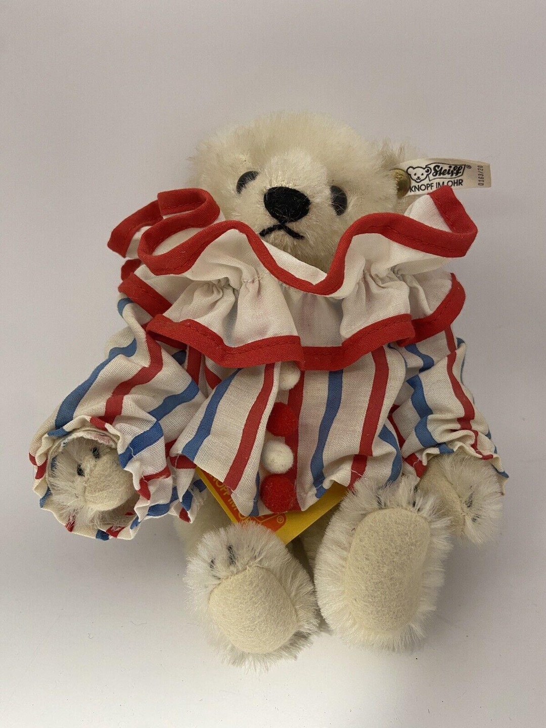 Vintage 1989 Mohair Steiff White Teddy Clown Ltd Edition #1397 Missing ...