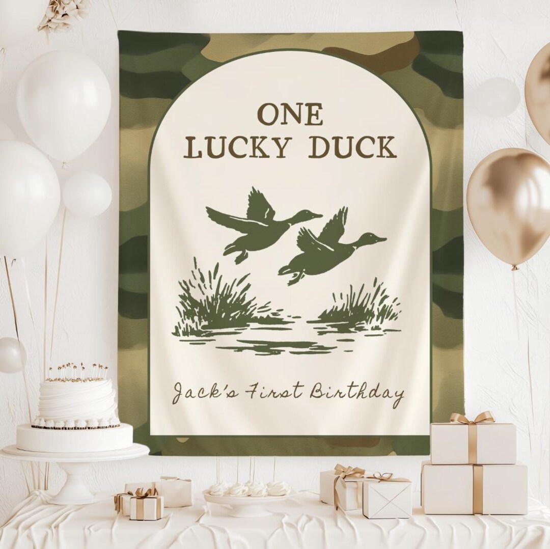 Duck Themed Tapestry, First Birthday Party Decor, Lucky Duck Nursery ...