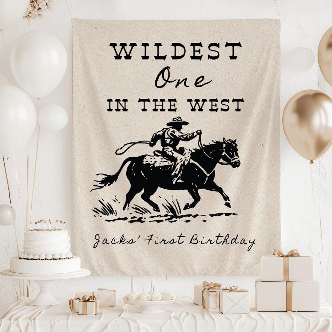 Wild West Theme Birthday Banner, Indoor Wall Tapestries - Cowboy Themed ...