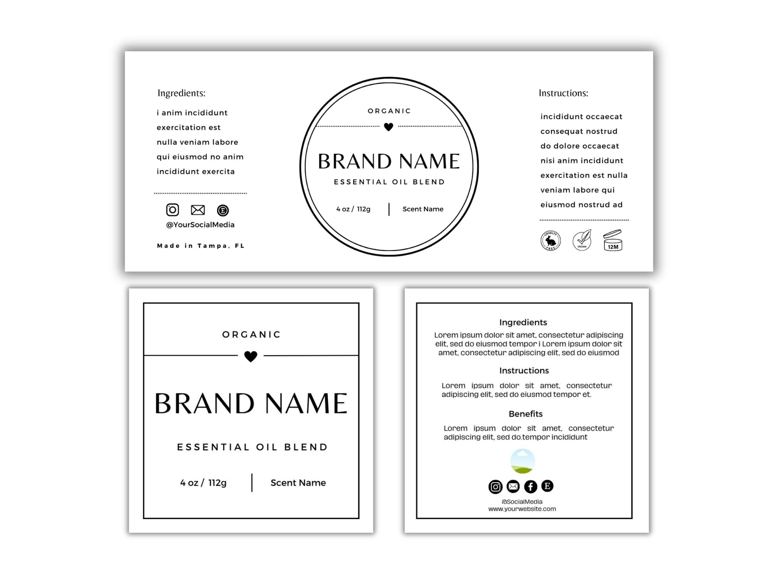 Editable Essential Oil Templates | Rectangle and Square Labels ...