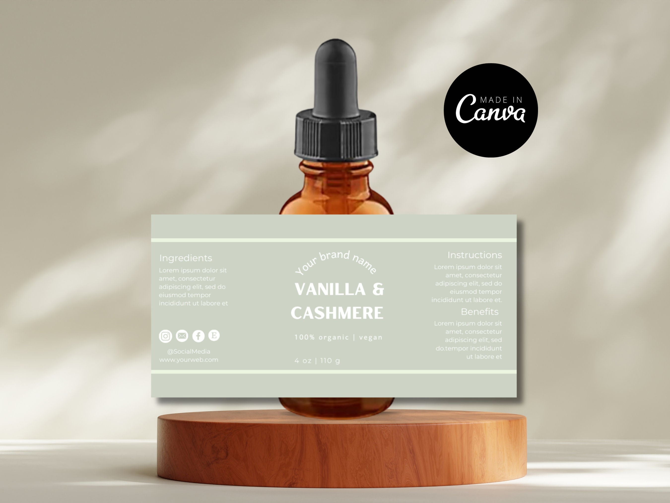 Minimalist Editable Template | Canva Label | Green Custom Product Label ...
