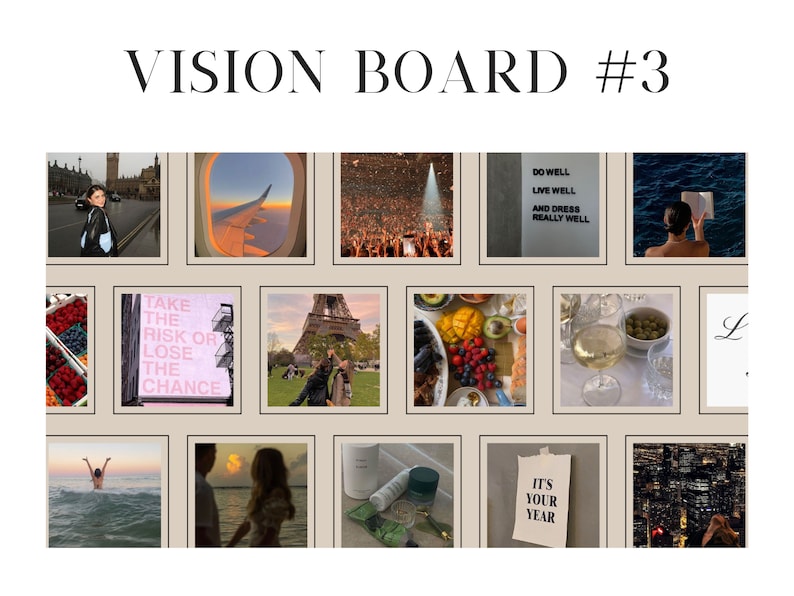 New Years Vision Board Digital Template, Edit in Canva, Mood Board, New ...