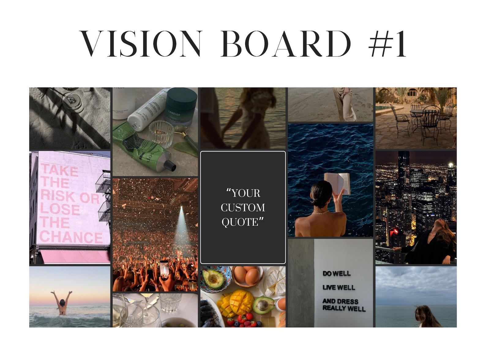 New Years Vision Board Digital Template, Edit in Canva, Mood Board, New ...