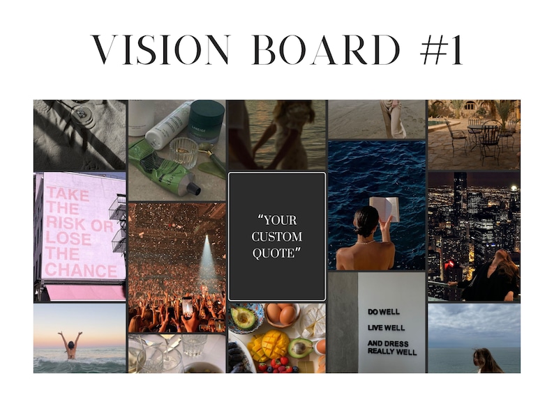 New Years Vision Board Digital Template, Edit in Canva, Mood Board, New ...