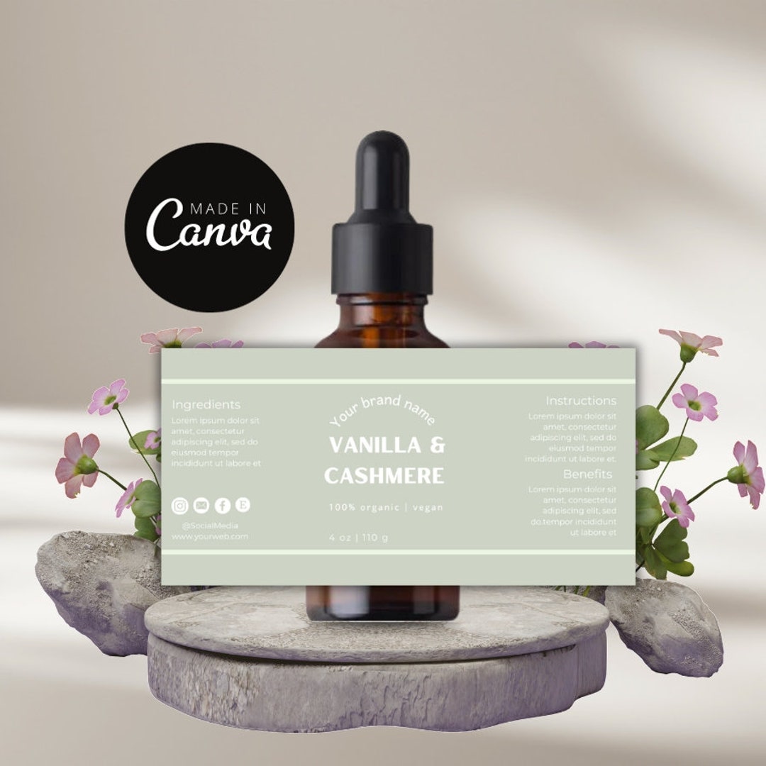 Instant Download Premade Label, Canva Template, Essential Oil Bottle ...