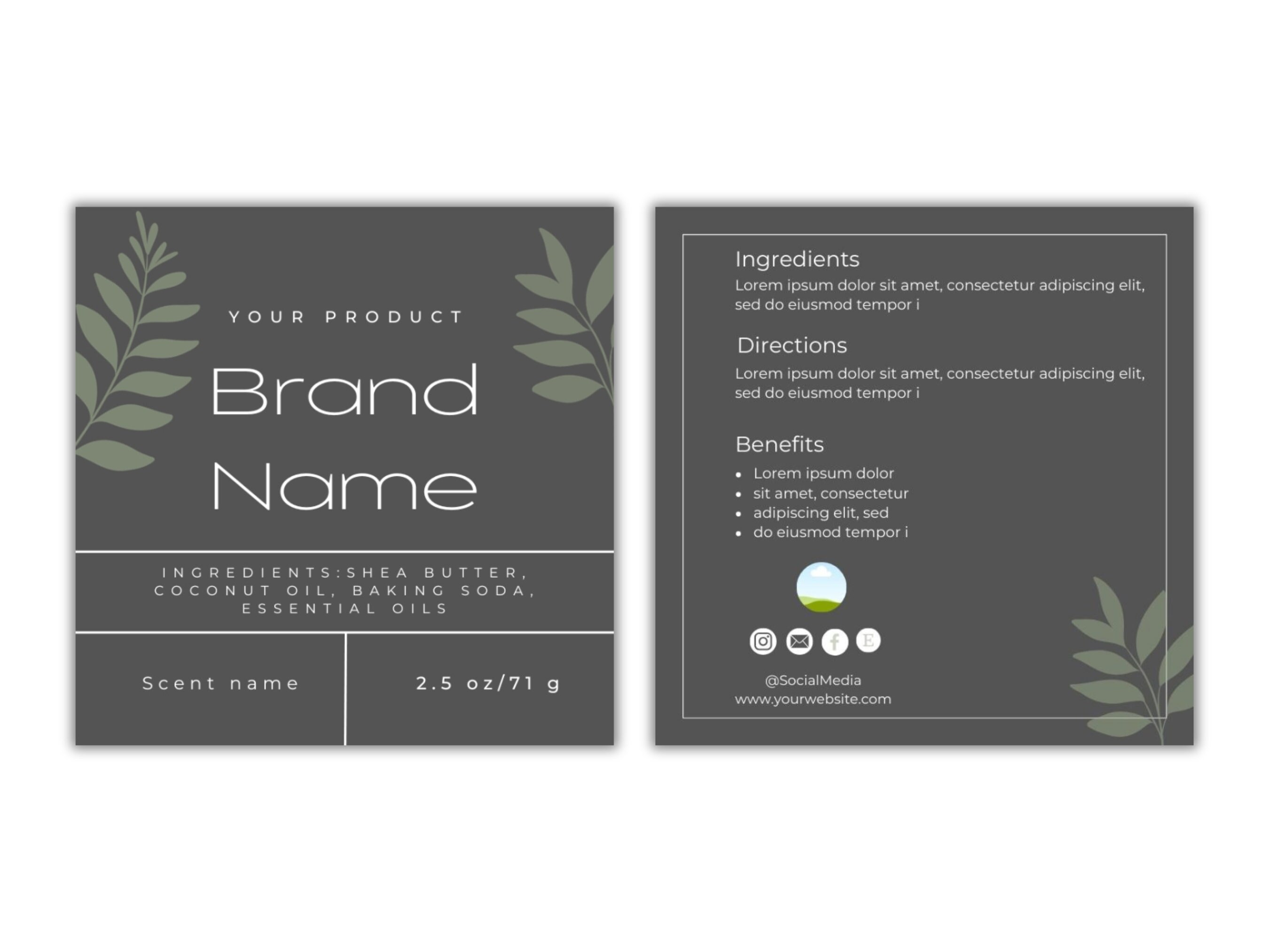 Editable Deodorant Label | 2.5x2.5 | Small Business Custom Branding ...