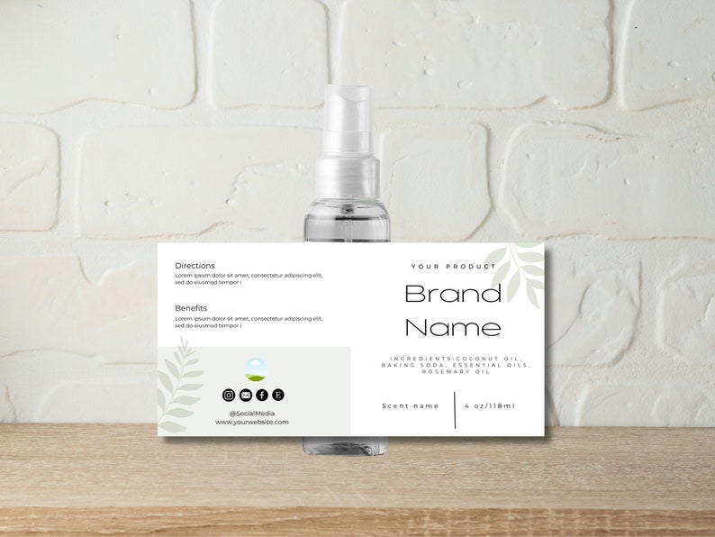 Editable Bottle Template | 5x2.5 | Cosmetic Label | Spray Bottle Label ...