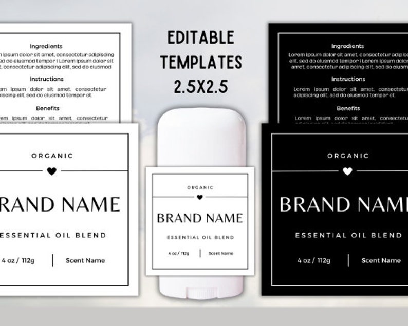 Editable Deodorant Template | 2.5x2.5 | Cosmetic Label | Custom ...