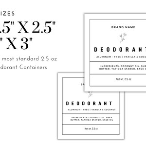 Deodorant Label Template, 3x3, 2.5x2.5 Square, Customizable in Canva ...
