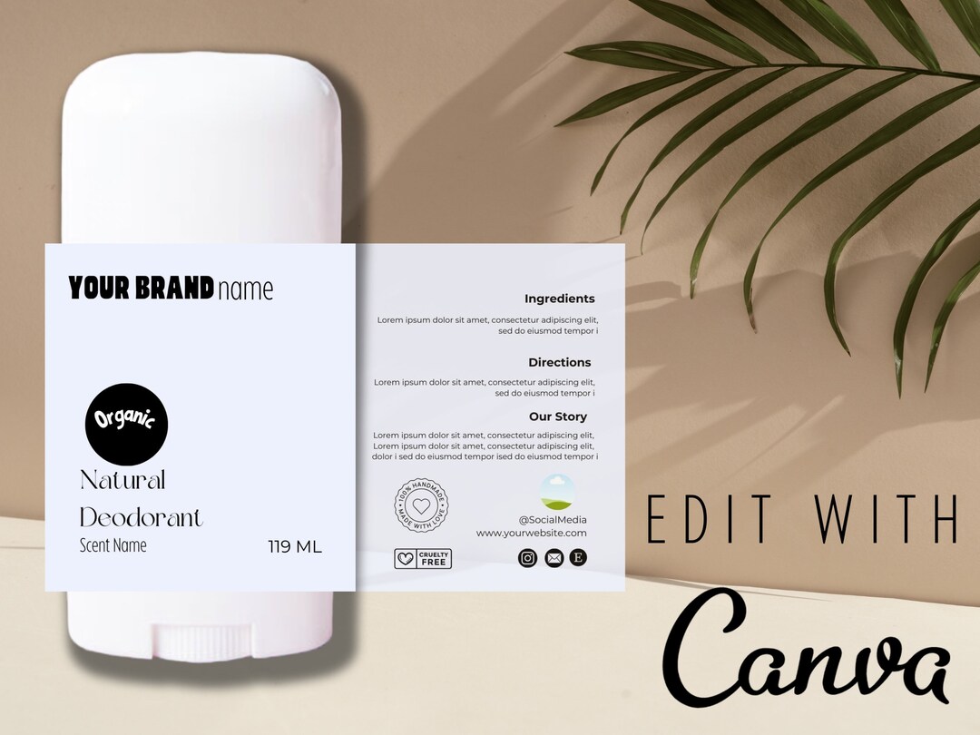 Editable Deodorant Canva Template | 5x3 Wrap Around | Cosmetic Branding ...