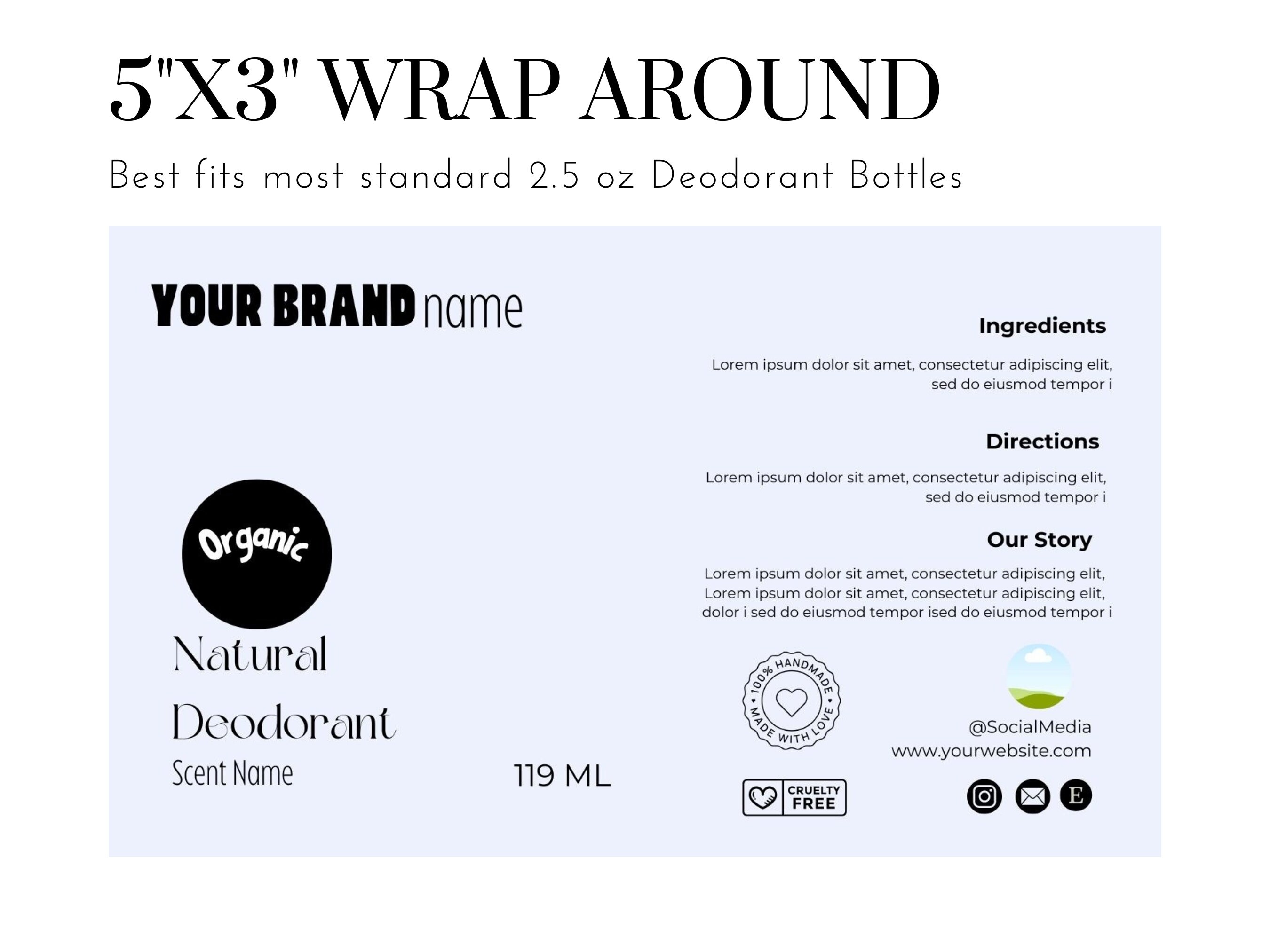 Editable Deodorant Canva Template | 5x3 Wrap Around | Cosmetic Branding ...