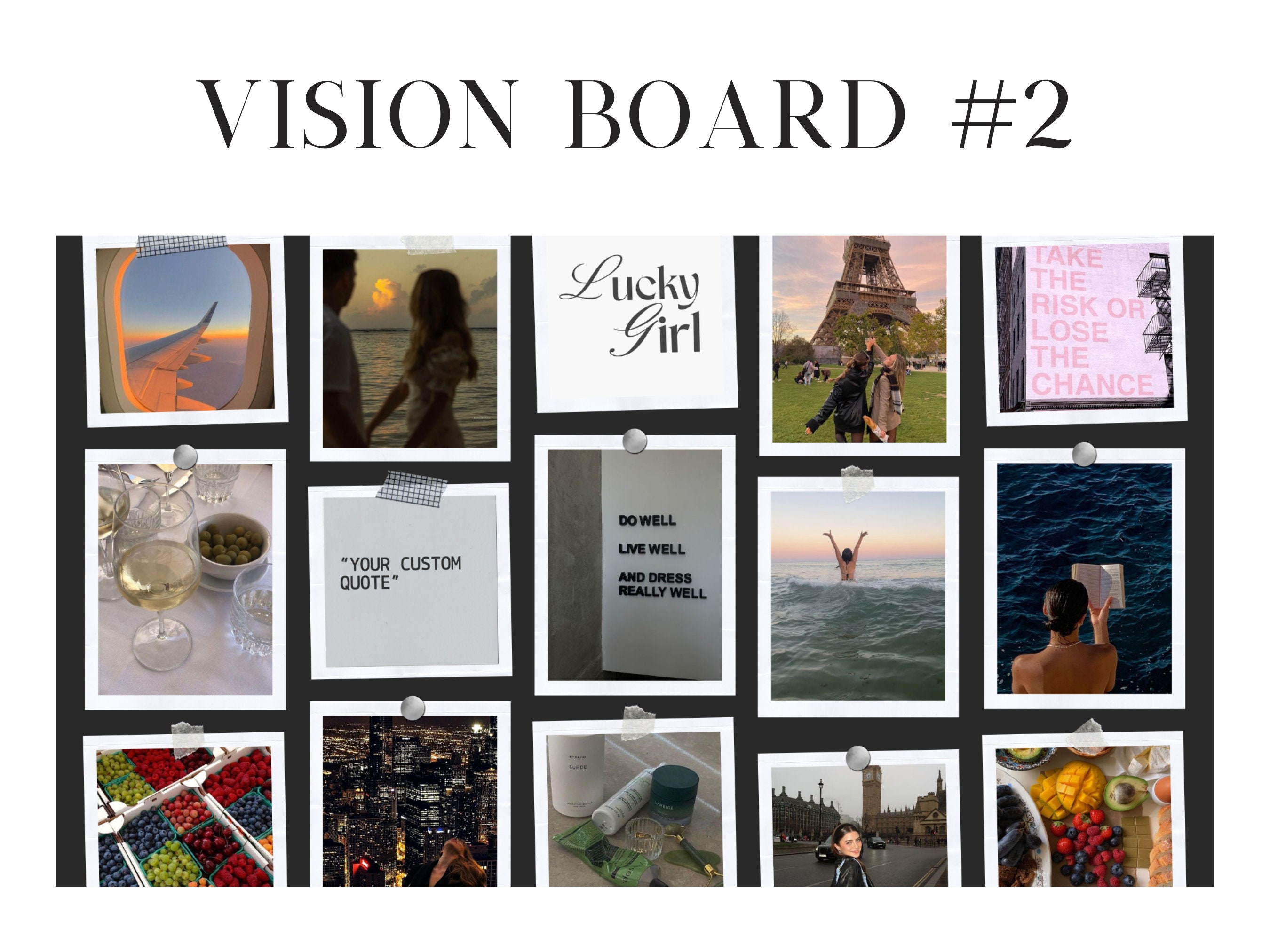 New Years Vision Board Digital Template, Edit in Canva, Mood Board, New ...
