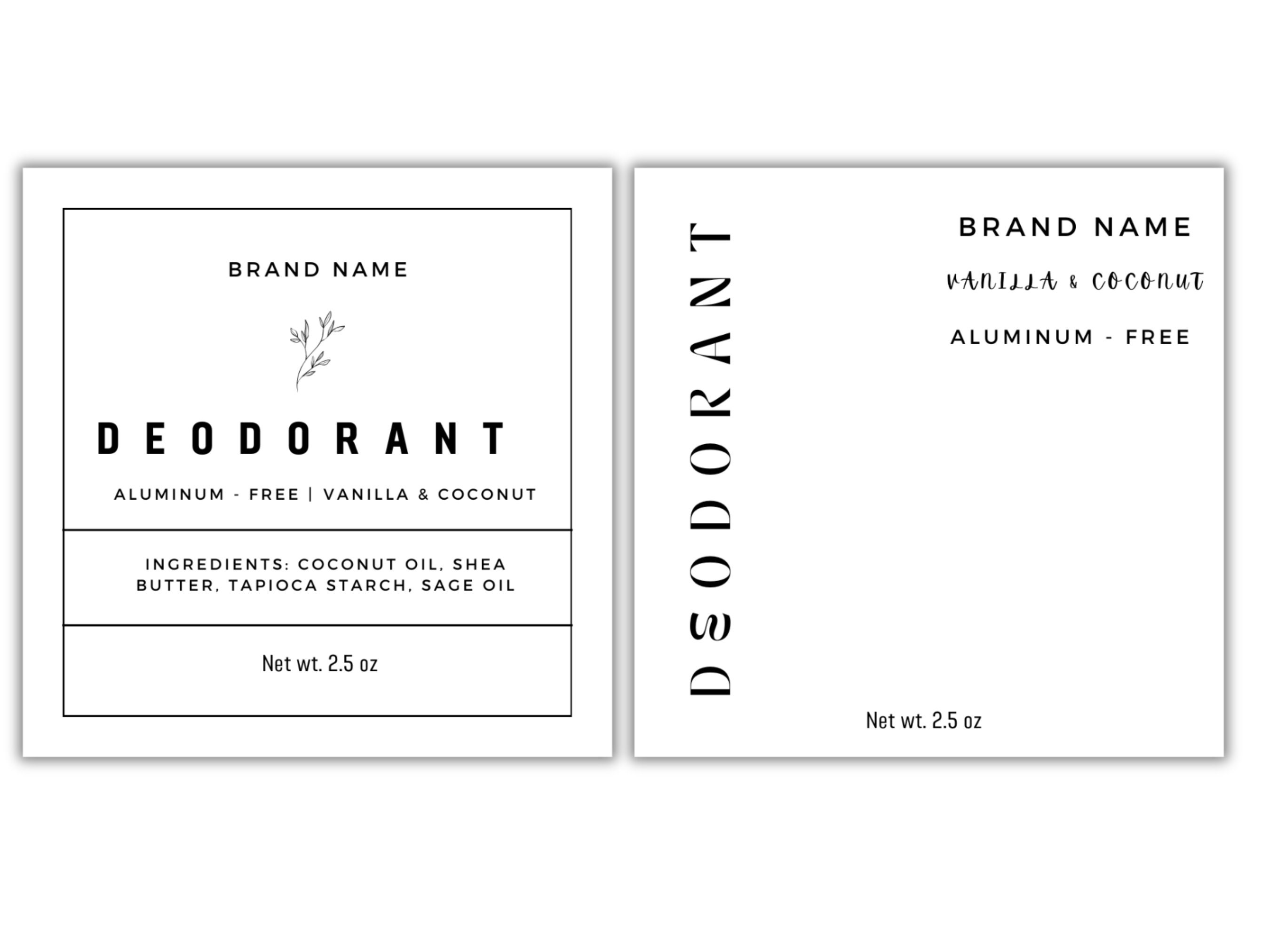 Deodorant Label Bundle, 12 Templates, 3x3, 2.5x2.5 Square, Custom in ...