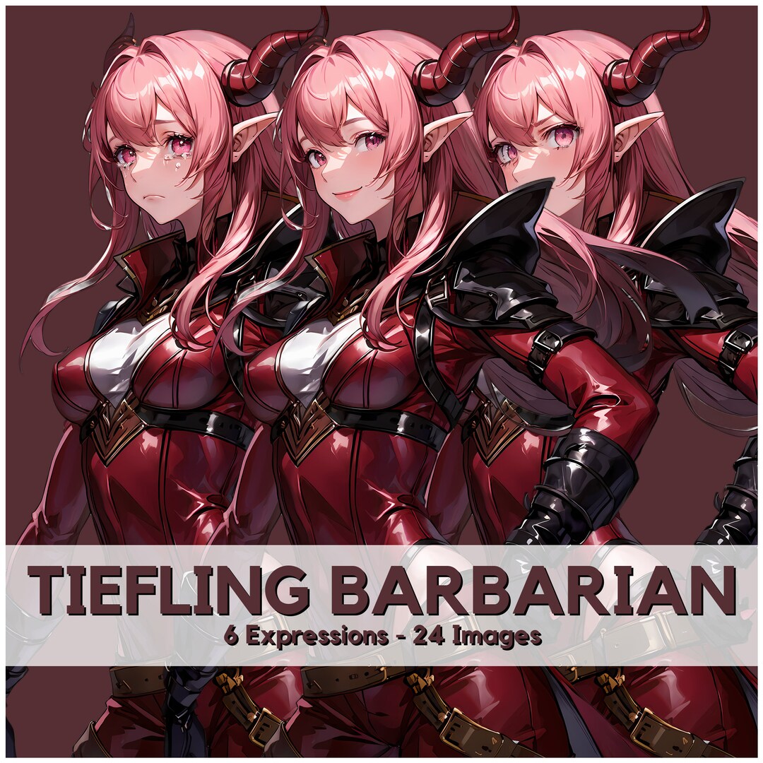 Fiery Tiefling Barbarian Pngtuber Model Intense Warrior Avatar for ...