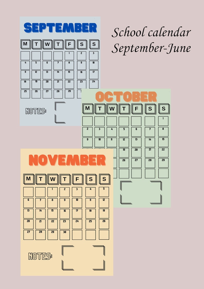School Year Calendar 2023-2024 printable - Etsy