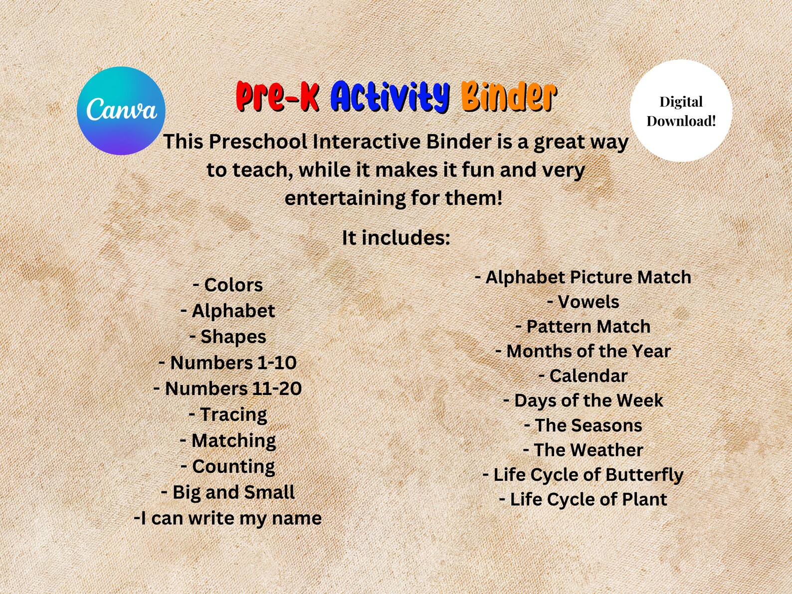 Preschool Activity Binder Activity Worksheets for Kids Digital Download ...