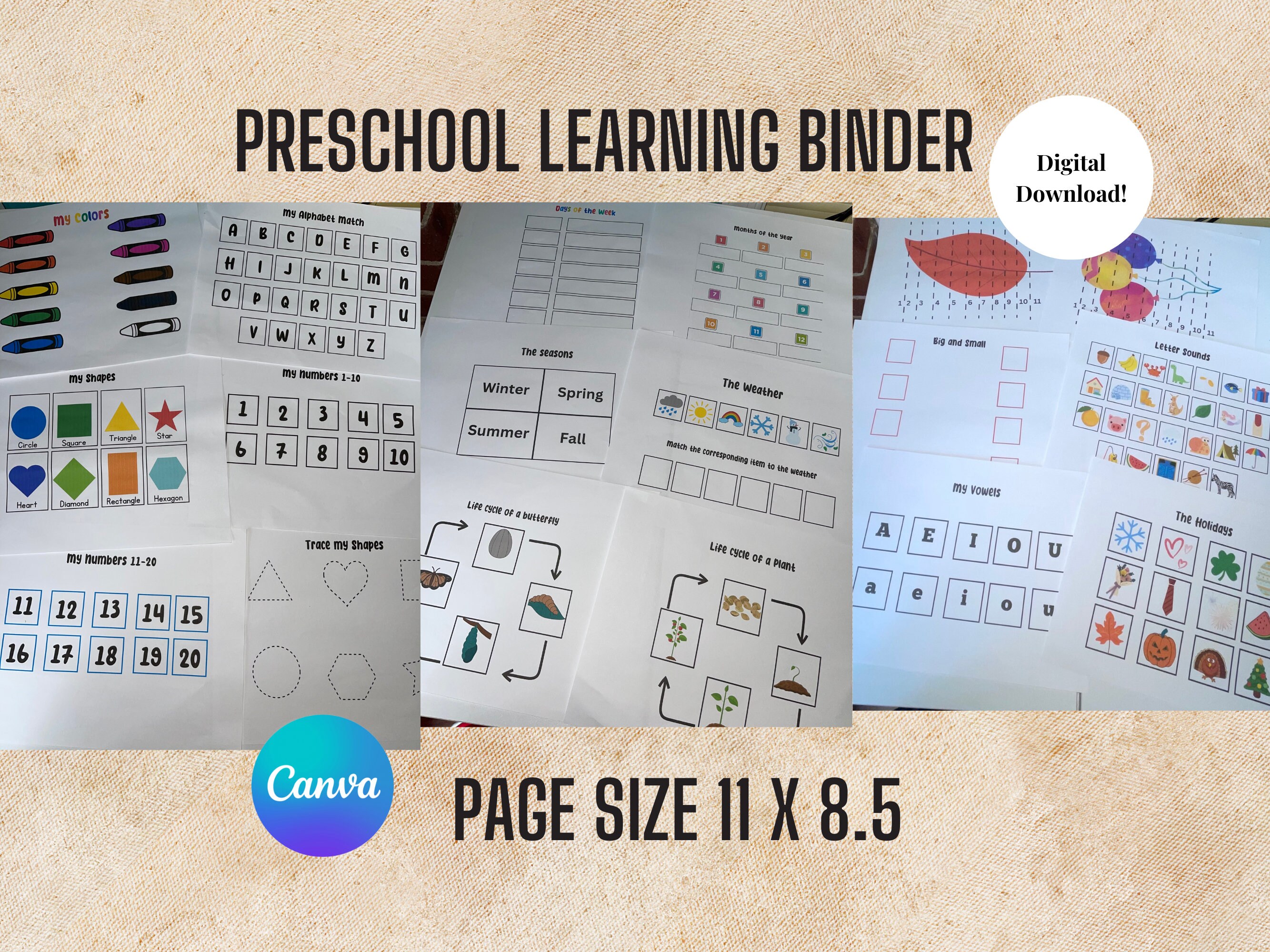 Preschool Activity Binder Activity Worksheets for Kids Digital Download ...