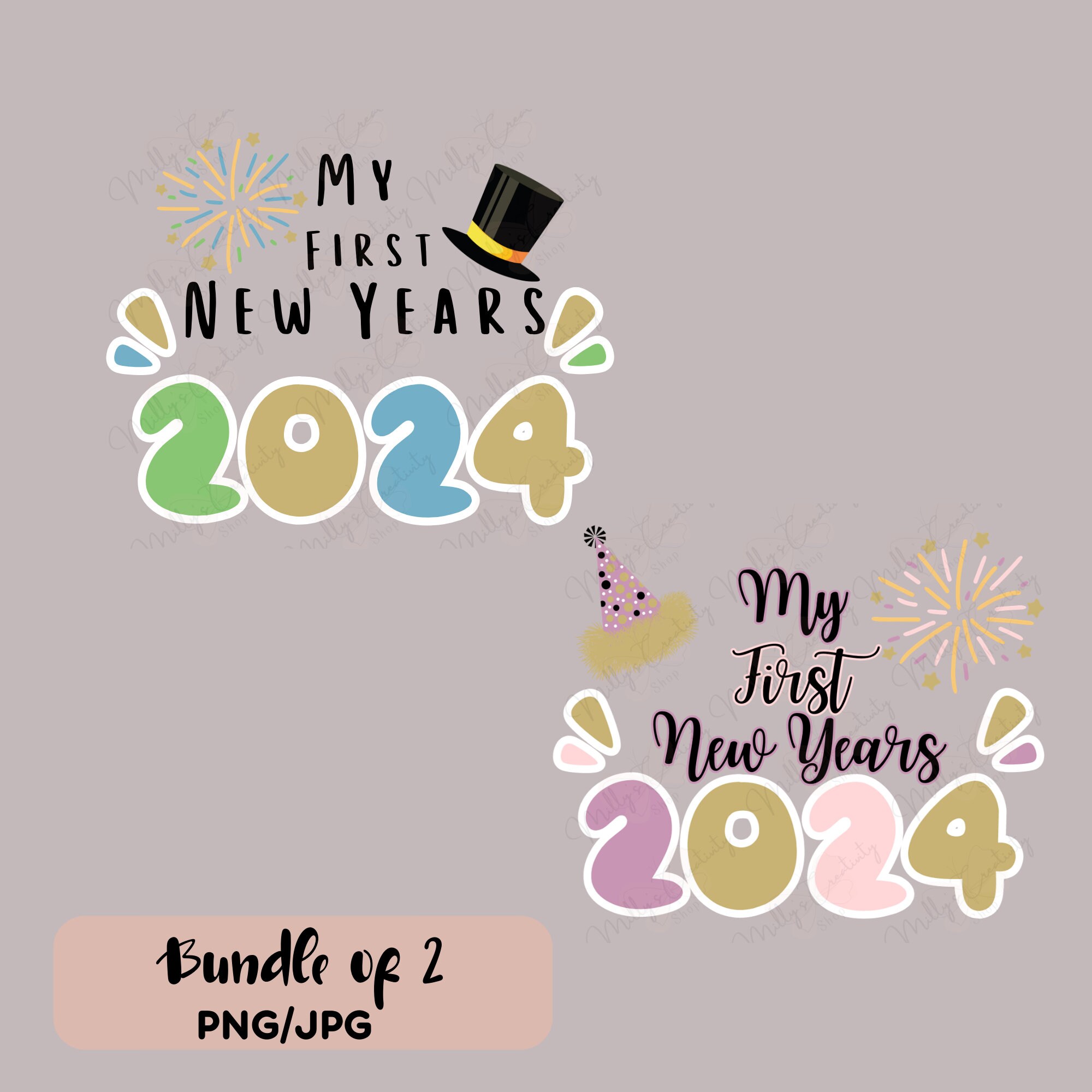 My First New Year Bundle Png, Baby's 1st New Year 2024, New Year Png - Etsy