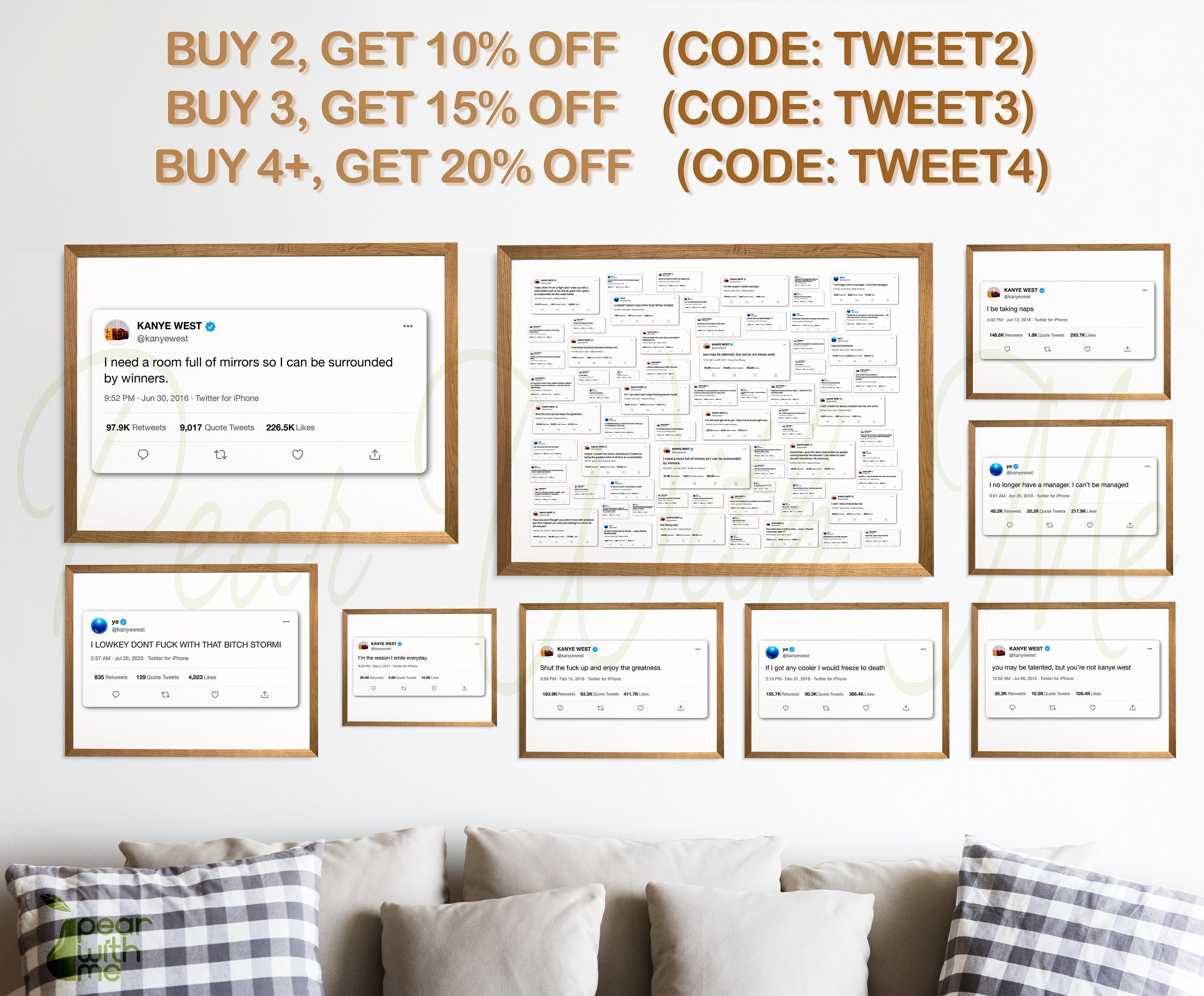 Kanye West naps Tweet Print/poster 1.018 Funny Celebrity Quote Wall Art ...