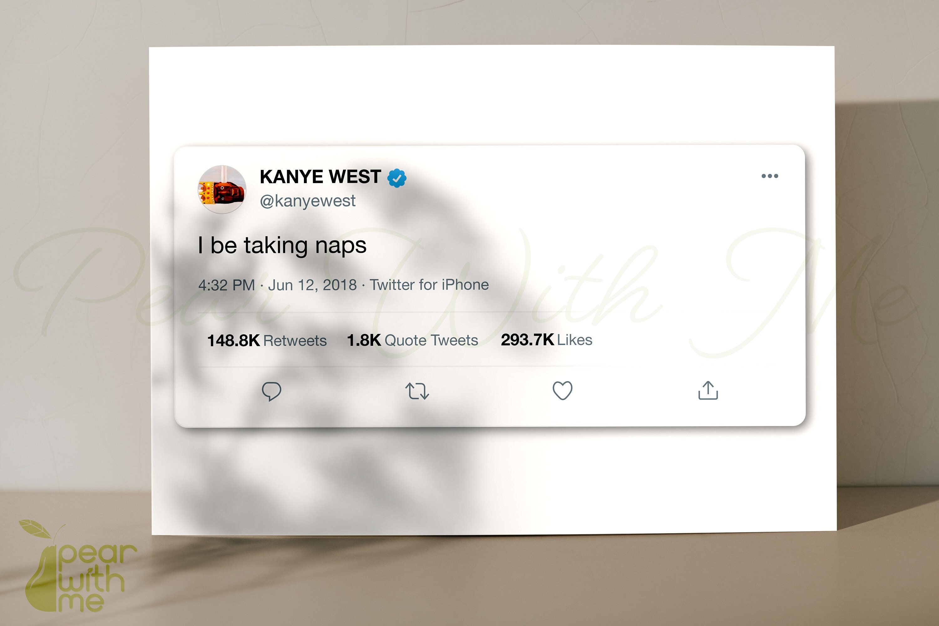 Kanye West naps Tweet Print/poster 1.018 Funny Celebrity Quote Wall Art ...