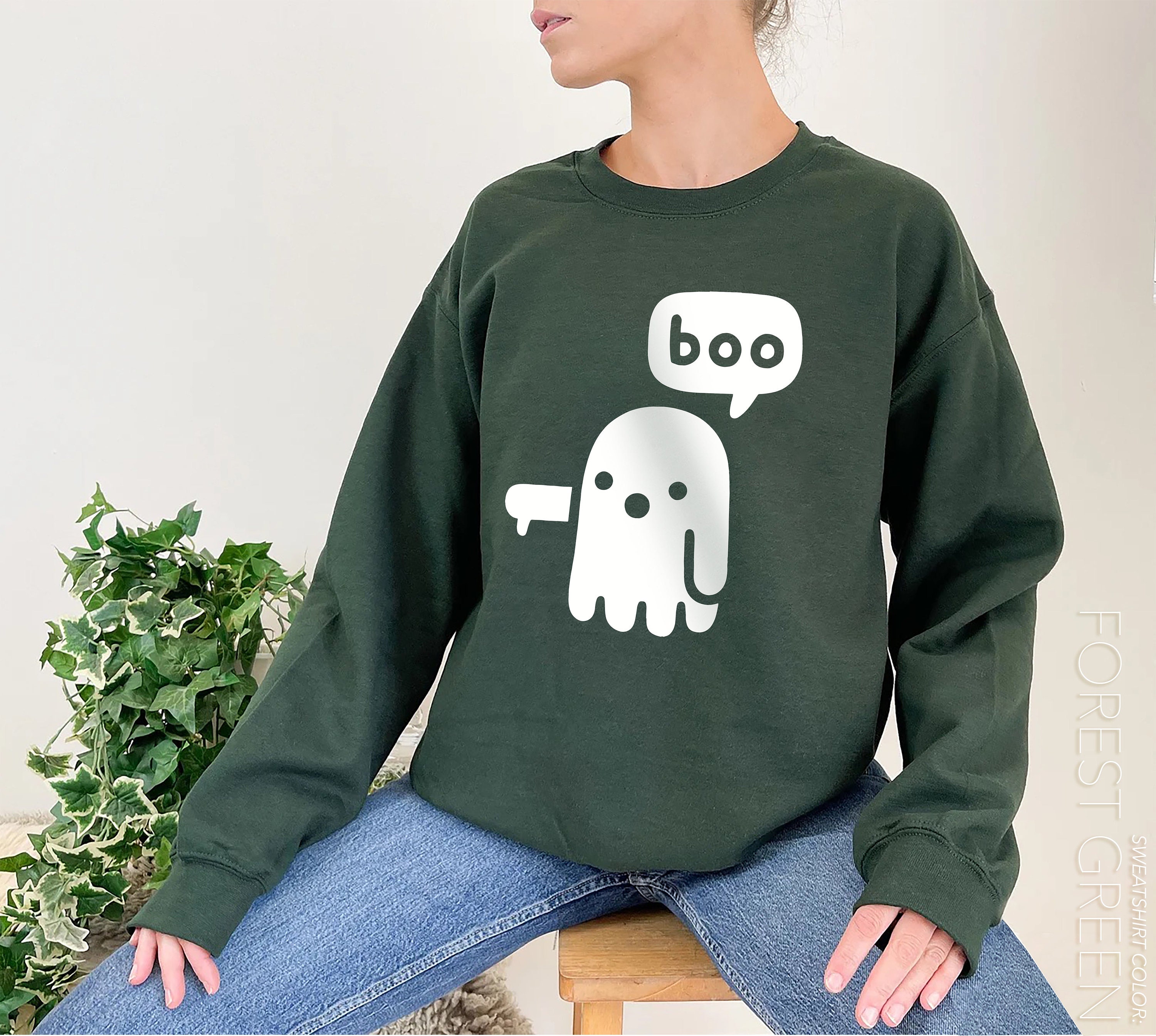 Ghost boo Thumbs Down Halloween Sweatshirt - Etsy