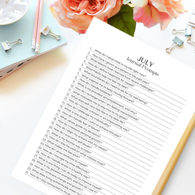 365 Journal Prompts, Digital Download, Self Discovery Journal ...