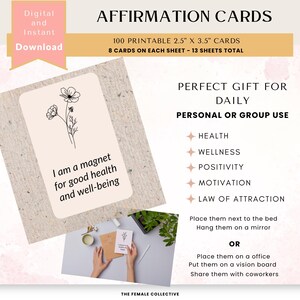 Affirmatives Daily Reminders Printable Affirmation Cards Positive Quote ...