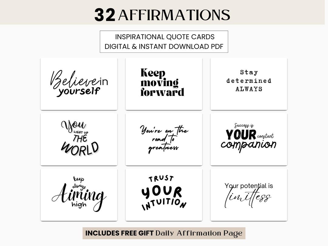Inspirational Quote Cards Printable, Digital Positive Affirmations ...