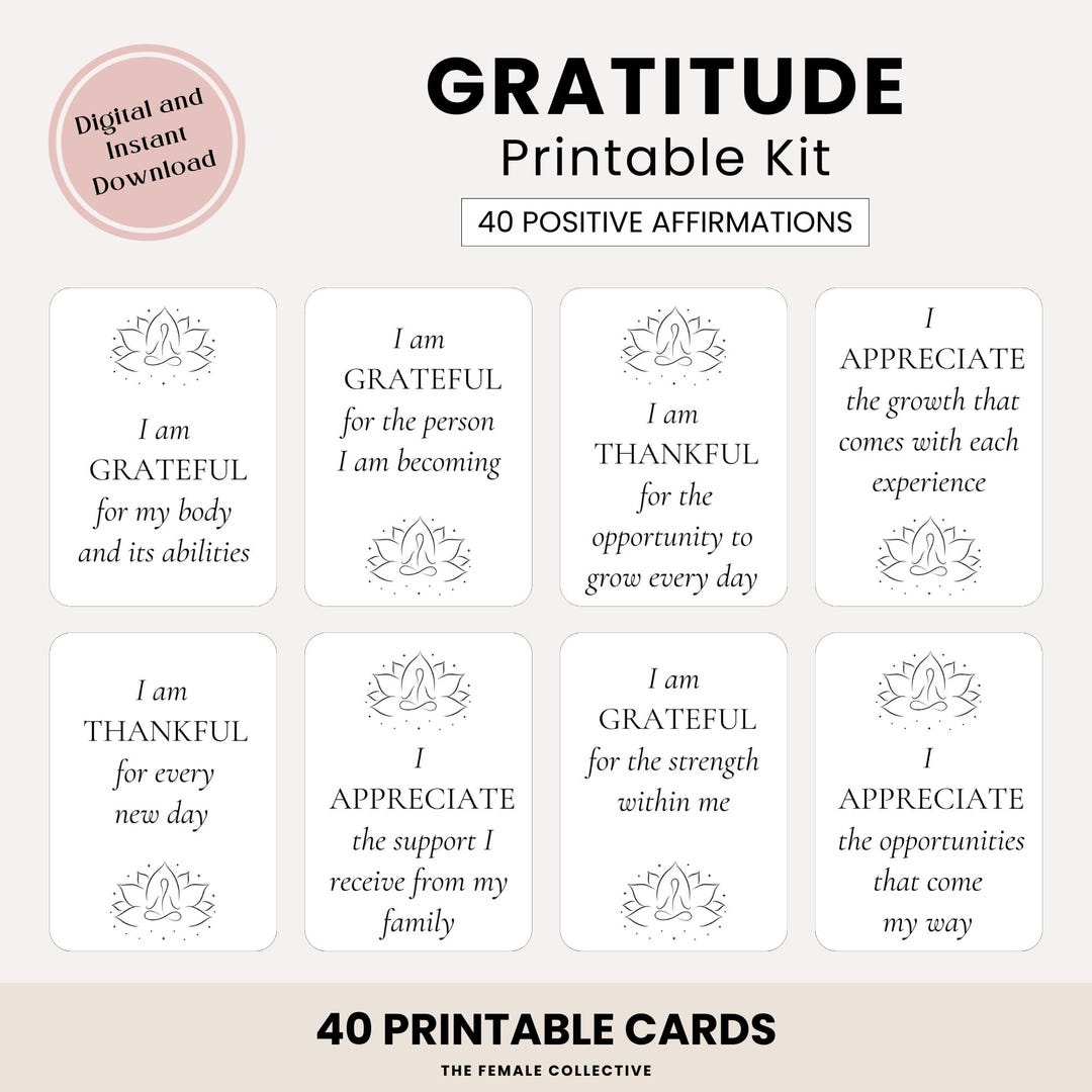 Gratitude Cards Printable Vision Board Cards Kit Encouragement Gift ...