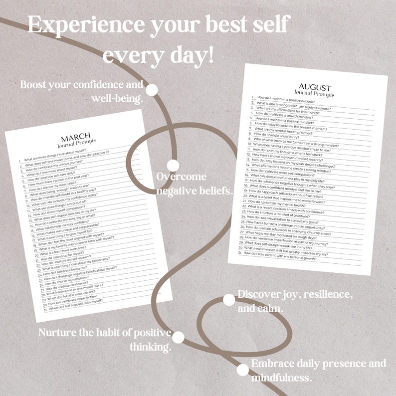 365 Journal Prompts, Digital Download, Self Discovery Journal ...