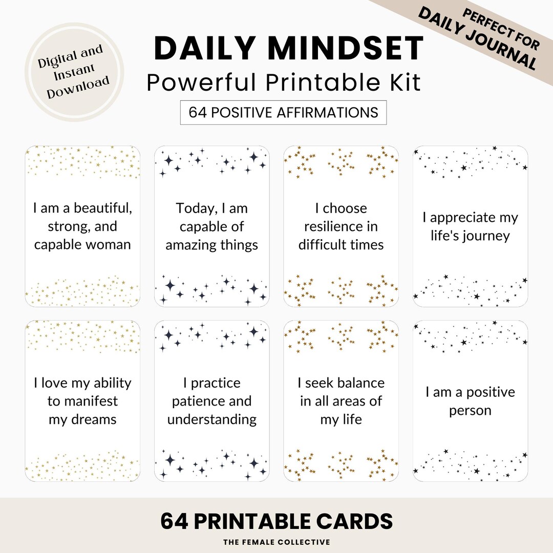 Positive Mindset Affirmations Cards 2025 Vision Board Kit Manifest Gift ...