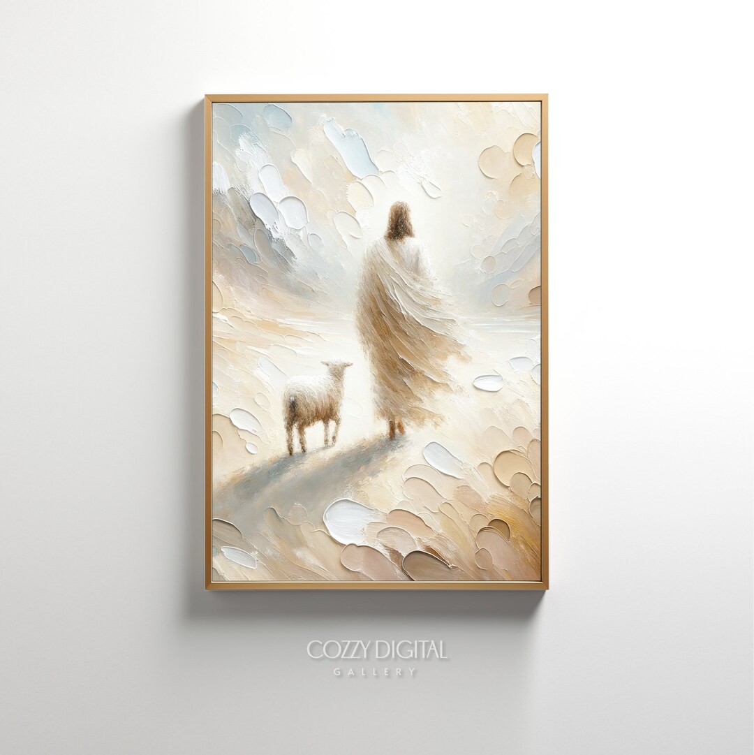 Embrace Faithful Art Jesus Leaves the 99 - the Lost Sheep | Jesus ... Embrace Faithful Art Jesus Leaves the 99 - the Lost Sheep | Jesus ...